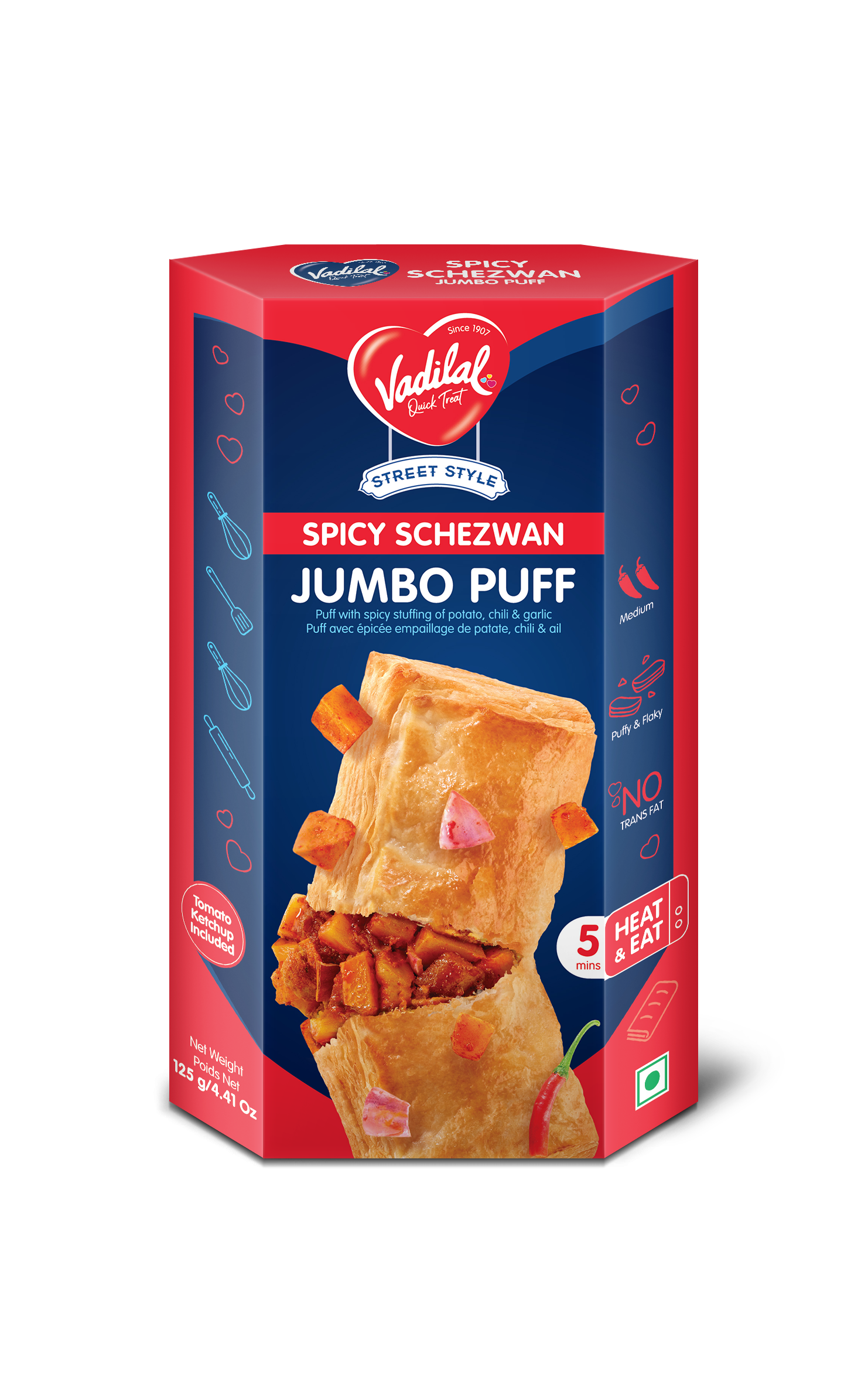 Spicy Schezwan Jumbo Puff – Vadilal Quick Treat Australia